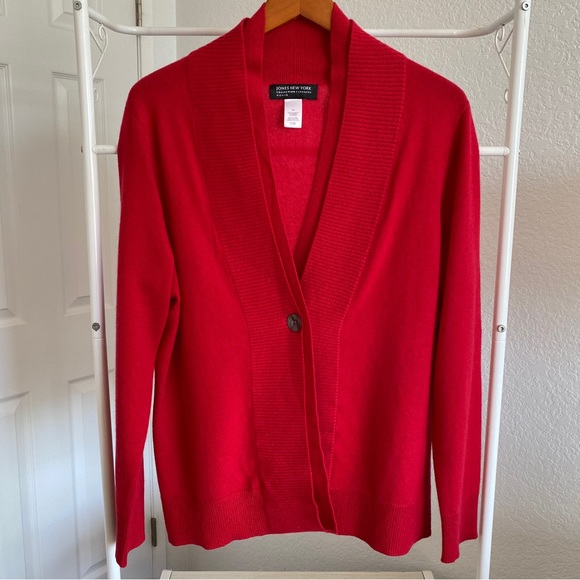 Jones New York | Sweaters | Jones New York Red Double V Neck Cashmere ...